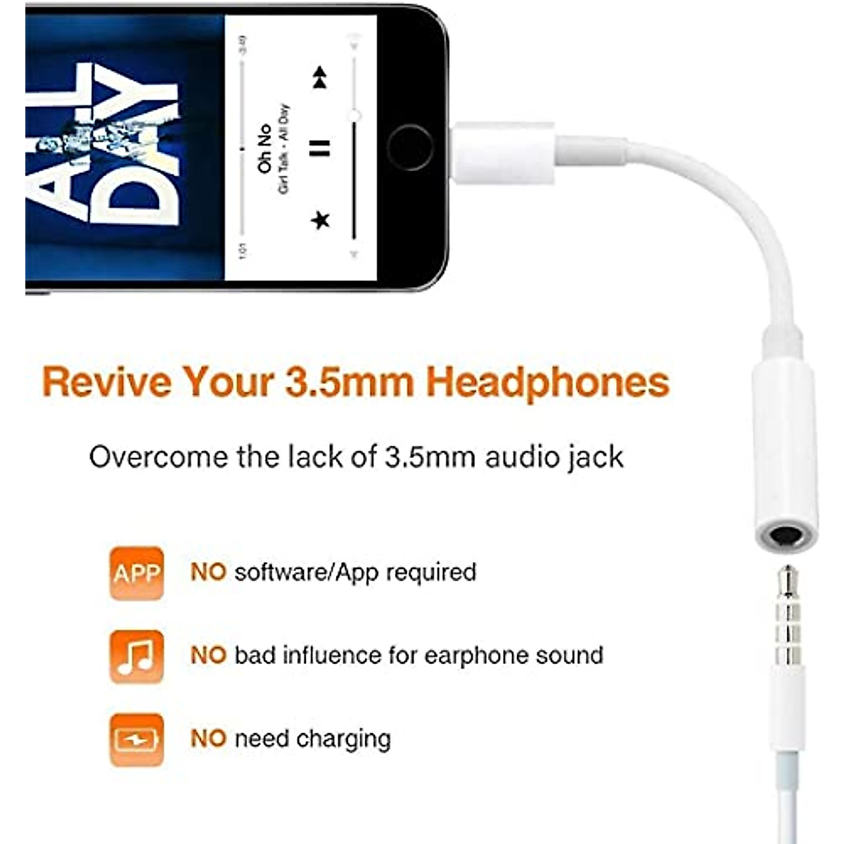 2Pack Lightning to 3.5mm Female Headphone Jack Adapter, [Apple MFi Certified] Lightning to Aux Audio Dongle Cable Cord iPhone 3.5mm Headphones/Earphones Jack for iPhone 12/12 Pro/11/X XR XS 8 7 iPad