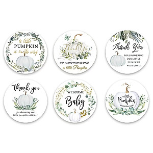 90 Little Pumpkin Baby Shower Thank You Stickers, Baby Shower Party Favor Stickers,Fall Themed Baby Shower Favor Stickers (2 Inch)
