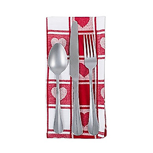DII Valentine's Day Collection, Napkin Set, 20x20, Checkered Heart, 6 Piece