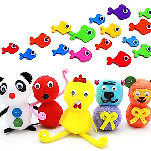 Vivixin 730pcs Self Adhesive Wiggle Googly Eyes, Black Plastic Googly Eye for Crafts, Wobbly Googly Eyes, Large and Small Assorted Sizes Sticker Eyes for DIY