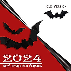 Emopeak Bats Wall Decor 120PCS, Halloween 3D Bat Decoration Stickers Waterproof Black Spooky Bats Suitable for Home Decor Room Décor