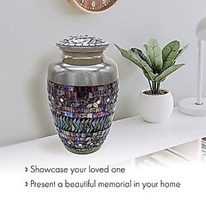 Glass Mosaic Cremation Urns for Human Ashes Adult Female Urn for Funeral, Burial, Niche, or Columbarium Urns for Ashes Adult Male - Large & XL Cremation Urns for Adult Ashes