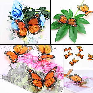AQUEENLY Monarch Butterfly Decorations, 4.72'' Orange Premium Artificial Monarch Butterfly to Decorate for Craft, Home, Wall, Wedding, Party (12 Pcs)