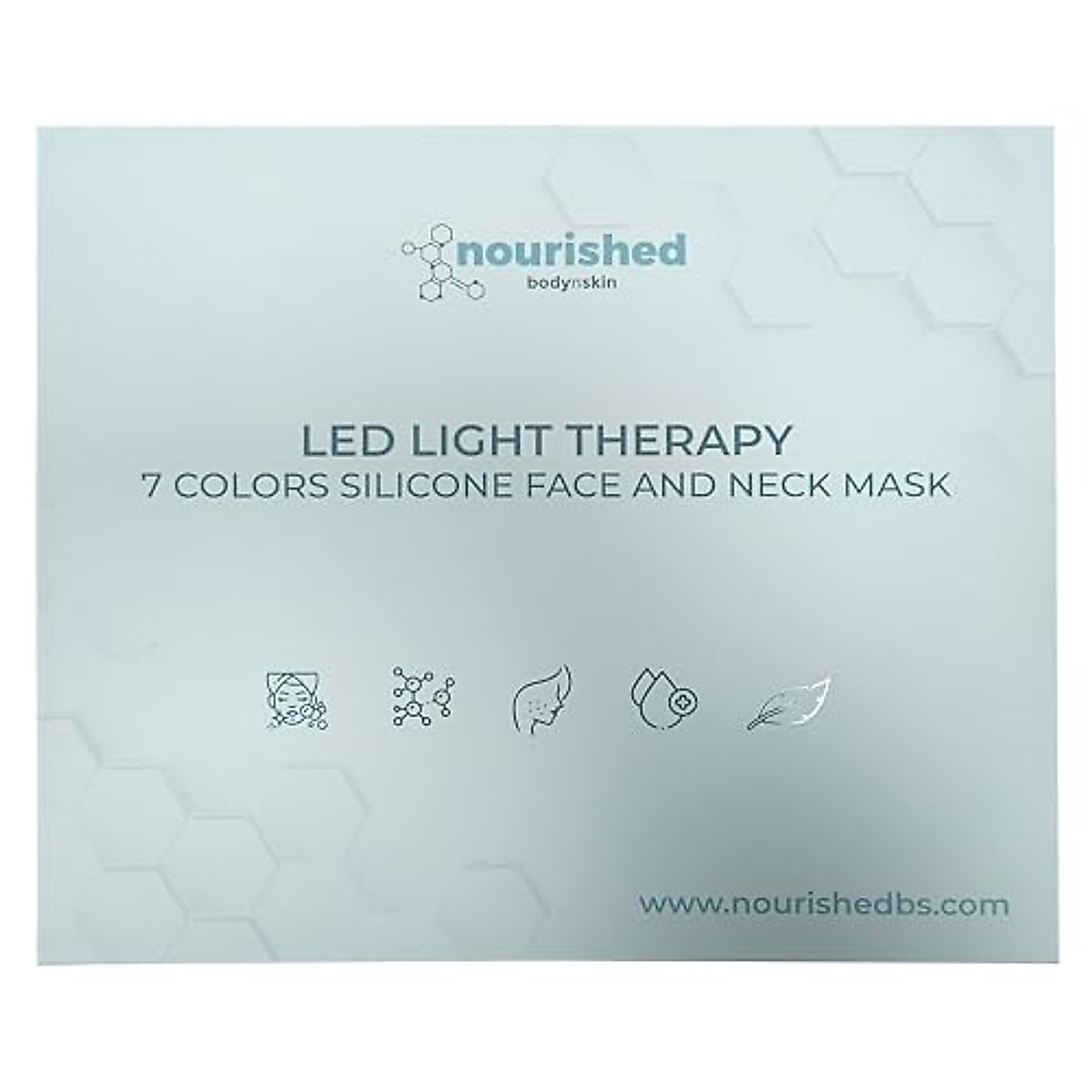 Nourished Bodynskin LED Light Therapy Face & Neck Mask - Facial Skin Care Device - 7 Colors Red & Blue - Rejuvenation, Anti-aging Product for Wrinkles