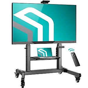 ONKRON Motorized TV Stand 50-100 Inch TVs up to 265 lbs, Height Adjustable TV Stand Portable with TV Motorized Lift VESA 1000x600, Tilting TV Stand on Wheels/Mobile TV Cart Rolling TV Stand Black