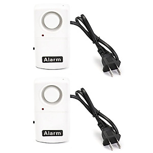 QWORK Power Failure Alarm, 2 Pack Automatic Power Cut Failure Outage Alarm 120db LED Indicator Smart Warning Siren Power by 9V Battery (NOT Included), Plug 220V