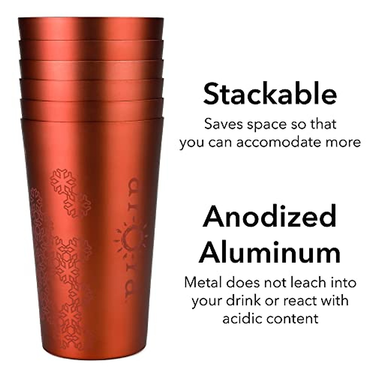 Arora Aluminum Cups for Drinks, Metal Color-Changing Red Tumbler, Aluminum 30oz Cup, Set of 6