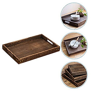 Bamboo Tea Serving Tray Wood Tea Serving Tray Breakfast Serving Tray Cafe Ottoman Tray Snack Dessert Appetizer Tray Jewelry Plate Party Platter for Kitchen Christmas Holiday