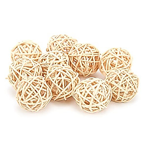 10Pcs Rattan Balls, Sepak Takraw Toy Natural Color Rattan Safe and Harmless Parrot Small Animal Chew Toy for Parrot