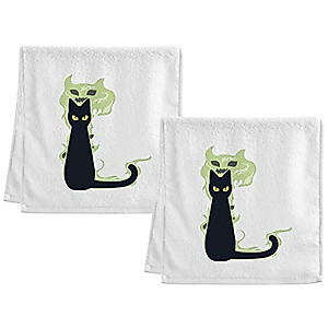Funny Halloween Hand Towels for Bathroom Decorative White Cotton Hand Towel Set 2 Pack Monogrammed L