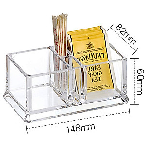 Yakri Clear Acrylic Two Lattices Tea Bags Holder Coffee Sugar Bag Case Guest Room Storage Boxes YTBH-001