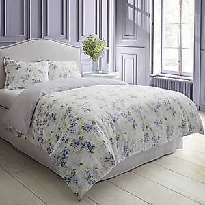 Laura Ashley- King Duvet Cover Set, Plush Velvet Bedding Set, Designer Home Decor (Wisteria Lavender, King)