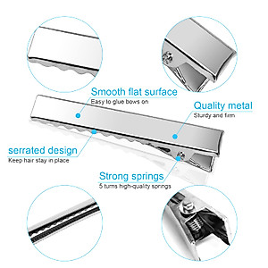 Alligator Hair Clips, 210 PCS Single Prong Metal Clips for Hair Bows and Crafts - Silver Flat Gator Clips in Bulk DIY Supplies for Accessory Making (1.8 Inch & 2.2 Inch) Aisuly