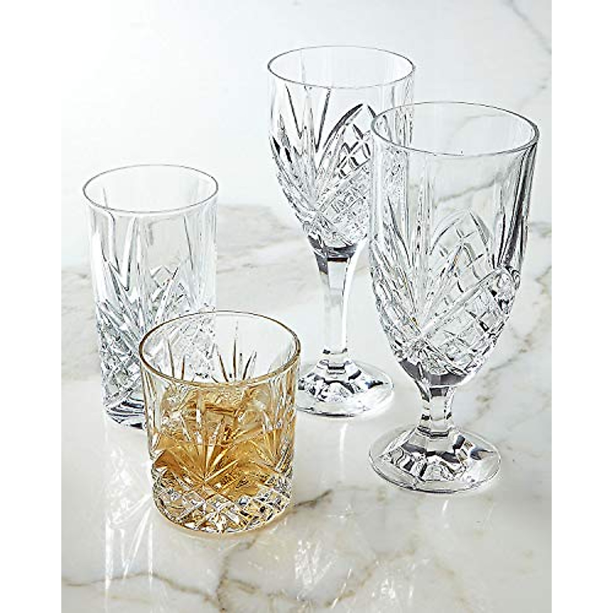 Crystal Glass Water Goblets, 16 Ounce Elegant Crystal Glasses for Water, Juice, Beer, Wine, and Cocktails, Iced Beverage Glassware – Set of 4