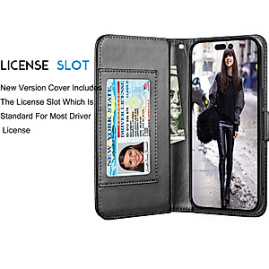 Tekcoo Wallet Case Compatible with iPhone 14 Plus (6.7 inch) 2022 Luxury ID Cash Credit Card Slots Holder Carrying Pouch Folio Flip PU Leather Cover [Detachable Magnetic Hard Case] - Black