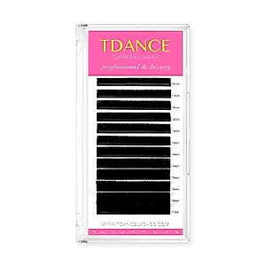 TDANCE Classic Lash Extensions Premium C CC D DD J B L Curl 0.03-0.18mm Thickness Semi Permanent Volume Eyelash Extensions Professional Salon Use Mixed 10-17mm Length In One Tray (D-0.05,10-17mm)