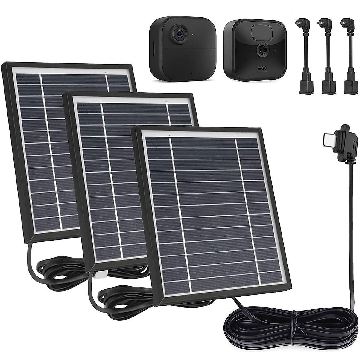 iTODOS 3 Pack Solar Panel Works for Blink Outdoor 4 (4th Gen)/Blink Outdoor (3rd Gen) XT3 and Blink XT/XT2 Camera,11.5Ft Outdoor Power Charging Cable,Power Your Blink Camera continuously - Black