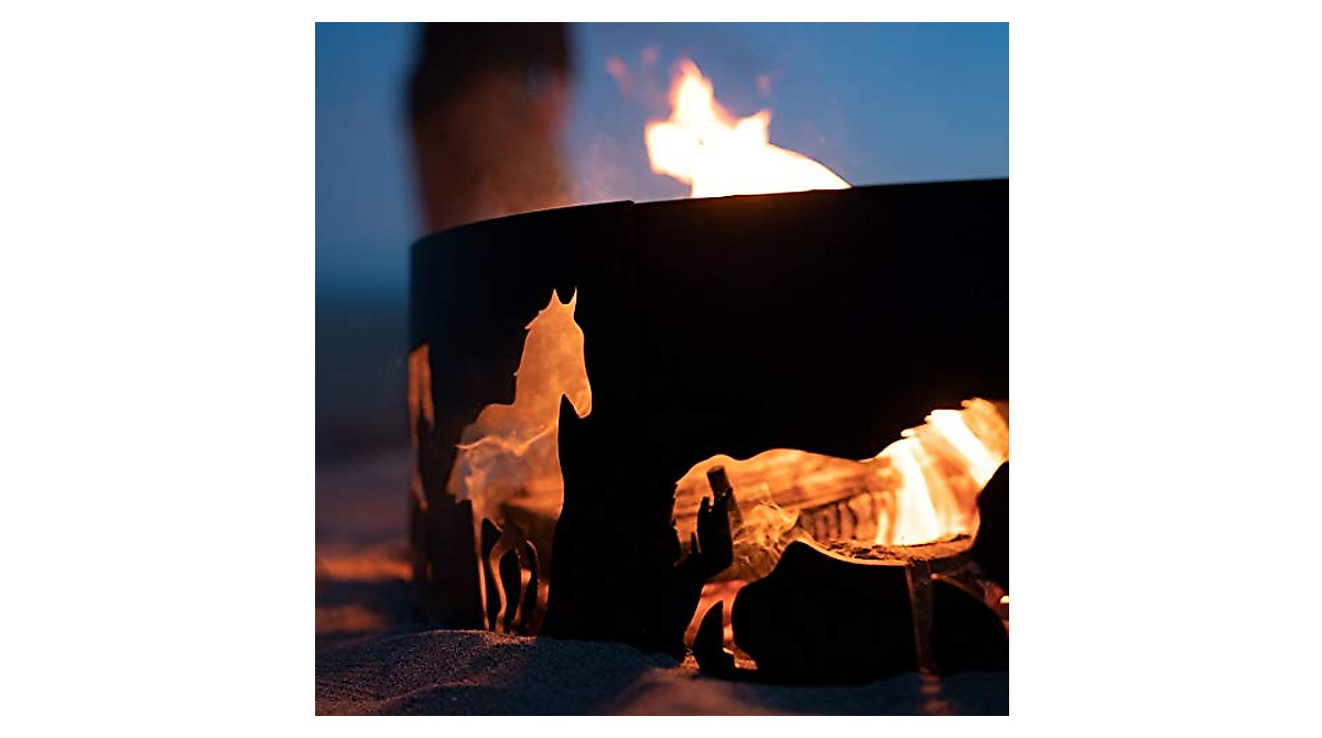 Blue Sky 36" Round Fire Ring with Horse Design