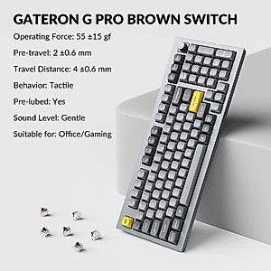 Keychron Q5 Wired Custom Mechanical Keyboard Knob Version, 96% Layout QMK/VIA Programmable Macro with Hot-swappable Gateron G Pro Brown Switch Double Gasket Compatible with Mac Windows Linux (Grey)