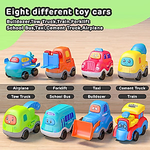 XQW Baby Toy Inertia Cars for Toddlers 1-3, 8 Pcs Push and Go Car Toys with Storage Bag, Kids Toys Car for Girls Boys,Educational Toys for 1 2 3 4 5 Year Old Boys Girls, Gift for Toddlers