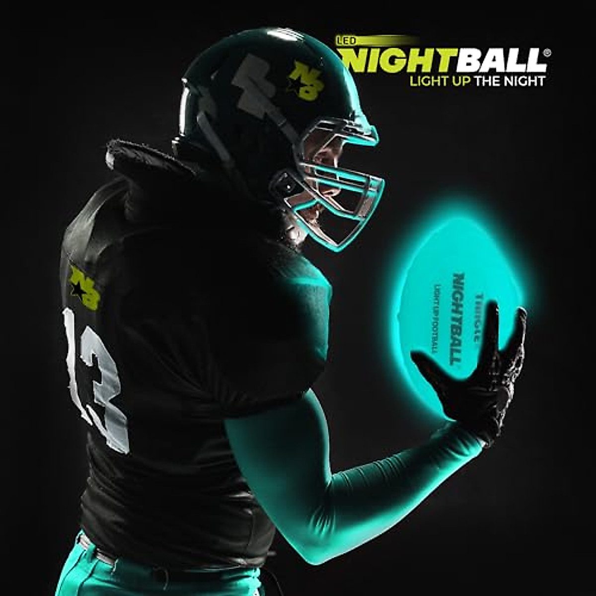 Light Up Football - Glow in The Dark Football - Nightball Football - Glow Football for Kids 8-15 - Football Gift - Sports Gift Idea for Boys 8 9 10 11 12 13 14 15 - Gift Ready Box and Pump Included