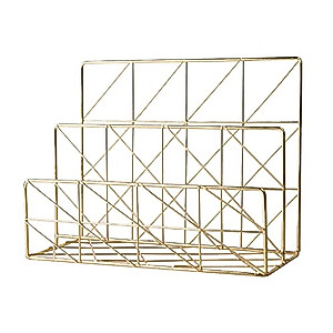 Storage Newspaper Baskets Metal Plating Empty Golden Bookshelf Racks Living Room Home Magazine Rack Desktop Ornaments (Color : Gold, Size : 251220cm)