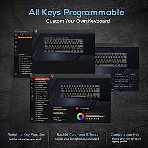RK ROYAL KLUDGE RK61 60% Mechanical Keyboard with Coiled Cable, 2.4Ghz/Bluetooth/Wired, Wireless Bluetooth Mini Keyboard 61 Keys, RGB Hot Swappable Red Switch Gaming Keyboard with Software - White