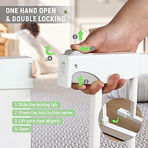 Cowiewie Baby Gate for Stairs, 29.5-51.6" Extra Wide Walk Through Dog Gate with Door, Auto-Close Metal Safety Gate with Extensions for Doorways and Halls, Pressure Mounted No Drilling