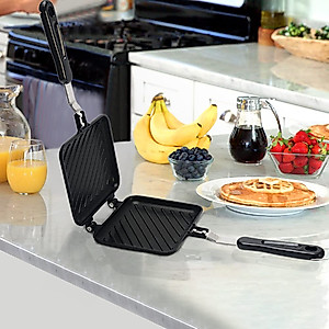 GEZICHTA Grilled Sandwich Panini Maker Mini Waffle Maker Panini Hot Sandwich Maker Pan Nonstick Double Sided Frying Pan Home Kitchen Breakfast Machine