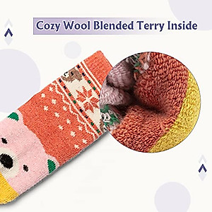 Toddler Girls Wool Socks Kids Thick Winter Warm Socks Thermal Crew Socks for Girls Bears 6 Pack 4-6 Years