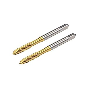 uxcell Spiral Point Plug Threading Tap M5 x 0.8 Thread, Ground Threads H2 3 Flutes, High Speed Steel HSS 6542, Titanium Coated, Metric Screw Taps Tapping Bit for Thread Repair, 2pcs