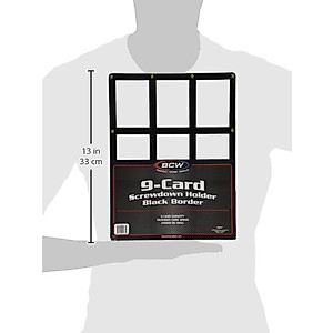 BCW Wall Mountable Trading Card Display Frame | 9 Card Screwdown Holder | Baseball Card Display Frame | High-Impact Crystal Clear Polystyrene | Ideal as a Baseball Card Frame Wall Display