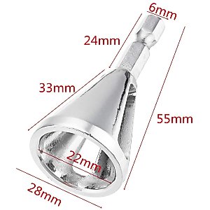 MEW 2PCS Deburring External Chamfer Tool, Grinding Angle Trimming Tool for Chuck Drill Bit (Triangular Handle Chamfer and Hexagonal Handle Chamfer)