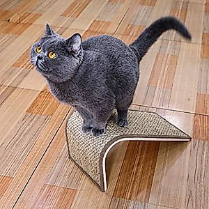 Lahas Cat Scratch Pad,Scratching Ramp,Cat Floor Scratcher,100% Natural Sisal,Wooden Structure,Cat Toy