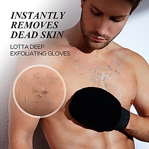 LOTTA Exfoliating Glove 3 Pcs Exfoliator Mitt Body Scrub 120D 150D 250D Shower Body Scrub Mitts Deep Skin for Cleanse Dead or Dry Skin 100% Viscose Fiber Suitable for Men and Women Black Gray White