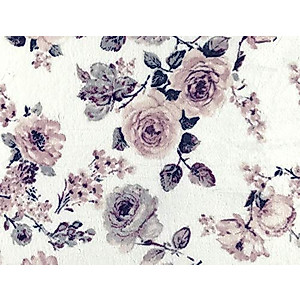 Decorative Throw Blankets: Soft Plush Lively Rose Floral Accent for Couch or Bed, Colored: Blush Pink Purple Navy Blue Grey White