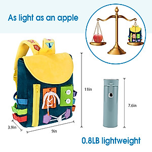 Busy Board - Toddler Backpack with Buckles and Learning Activity Toys - Develop Fine Motor Skills and Basic Life Skills - Learn to Tie Shoes - Children's Travel Toy