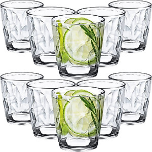 Potchen Set of 10 Plastic Drinking Glasses 10 Oz Unbreakable Clear Tumblers Dishwasher Safe Acrylic Juice Cups Transparent Reusable Plastic Water Glasses Stackable for Kids Home Picnic Party