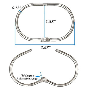 TCMAO 24 Pack Shower Curtain Hooks, Rustproof Decorative Shower Curtain Rings Metal Wide Oval Shower Hooks for Bathroom Shower Rod (Nickel)