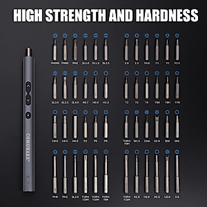 COMOWARE Mini Electric Screwdriver-50 in 1 Precision Small Electric Screwdriver Set for PC Building with LED Light & 48 bits, Magnetizer, Magnetic Mat, Handy Repair Tool for Phone Watch Camera