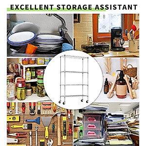 YYkokocat 4 Tier Shelving Unit 62" H Adjustable Metal Shelves w/Wheels Heavy Duty Storage Shelf 1400Lb Capacity Garage Shelving Storage Wire Shelving for Kitchen, 36" L x 14" D x 62" H, Chrome