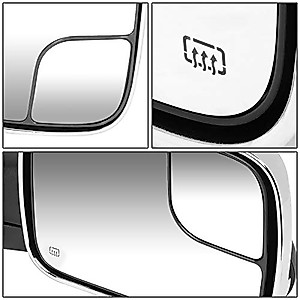 DNA Motoring TWM-012-T111-CH Pair of Chrome Cover Powered Heated Flip Up Towing Mirrors Compatible With 02-08 Ram 1500 / 03-09 Dodge Ram 2500 3500