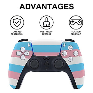 Transgender Flag Pride 3pcs Whole Body Decal Cover Sticker for PS5 Digital Edition for PS5 Console and Controller