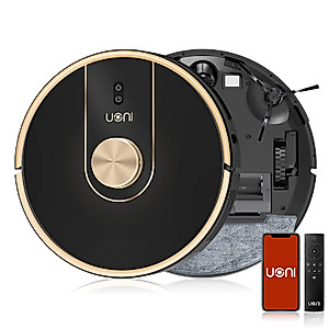 UONI V980Plus Robot Vacuum Cleaner and Mop Combo with LIDAR Mapping Technology - 2700Pa Strong Suction Slim Design Self-Charging 5200mAh Robotic Vacuums Ideal for Pet Hair Hard Floor Carpets