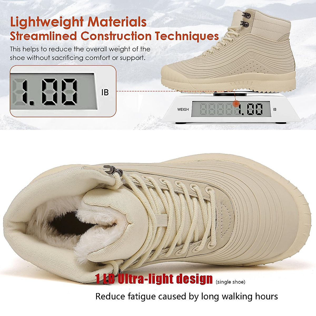 ulogu Snow Boots Women Waterproof Insulated White Duck Boots with Fur Lined Warm Ankle Booties Lightweight Comfortable Winter Shoes Zapatos Botas Invierno Para Mujeres size 6