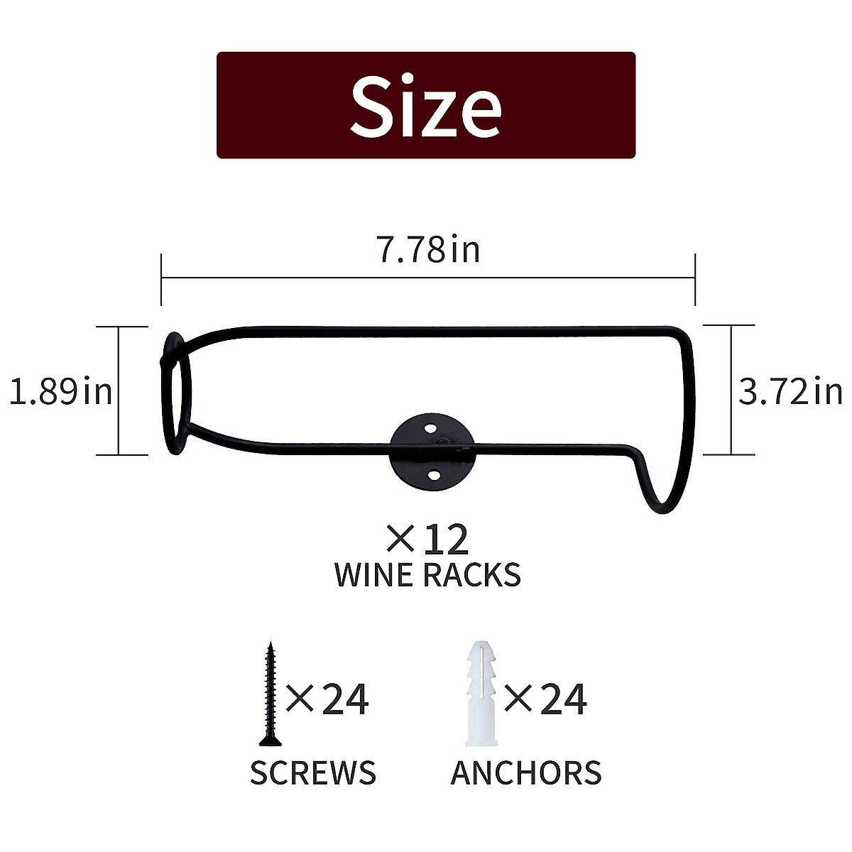 Saint Kang 12 Pack Wall Mounted Wine Racks, Metal Wine Bottle Display Holder Industrial Style with Screws, Hanging Wine Bottle Organizer Iron for Decor (Black)