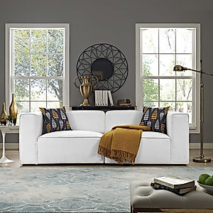 Modway Mingle Contemporary Modern 2-Piece Sectional Sofa Set in White