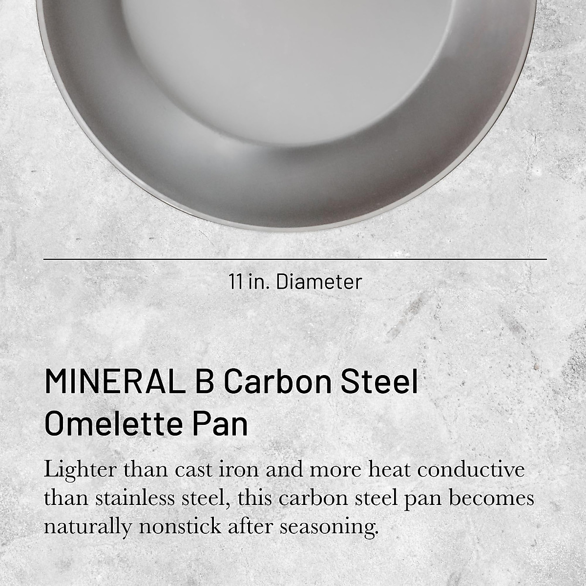 de Buyer MINERAL B Carbon Steel Omelette Pan - 11” - Naturally Nonstick - Made in France