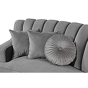 Legend Furniture Curved Sofa Velvet Symmetrical Modular Round couches for Living Room Sectional, 142" L x 32" D x 36" H, Grey