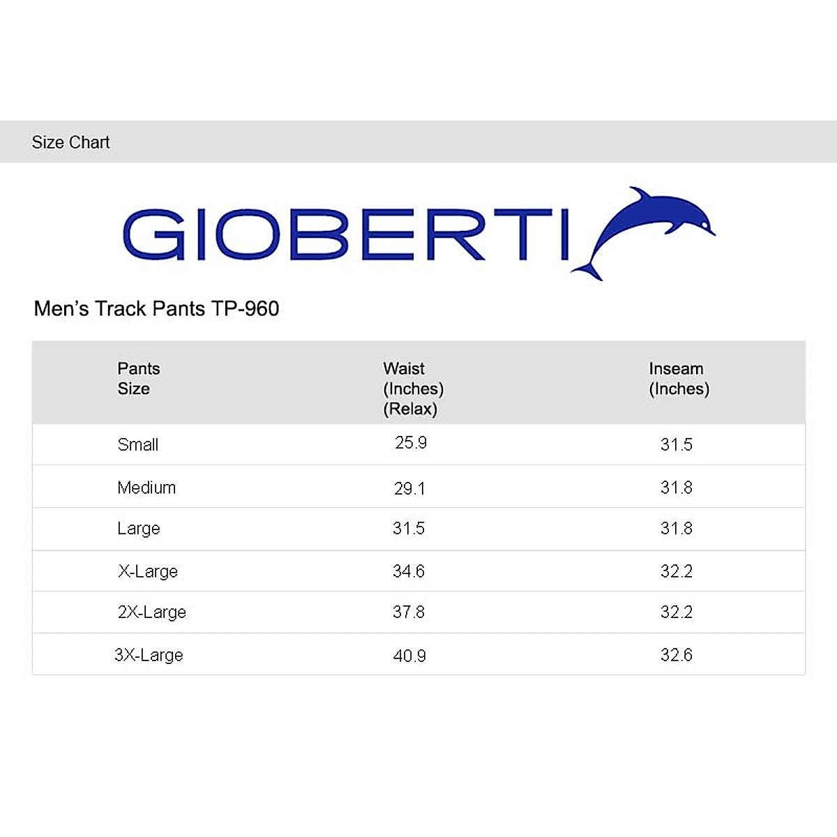 Gioberti Mens Athletic Track Pants, Navy, X Large